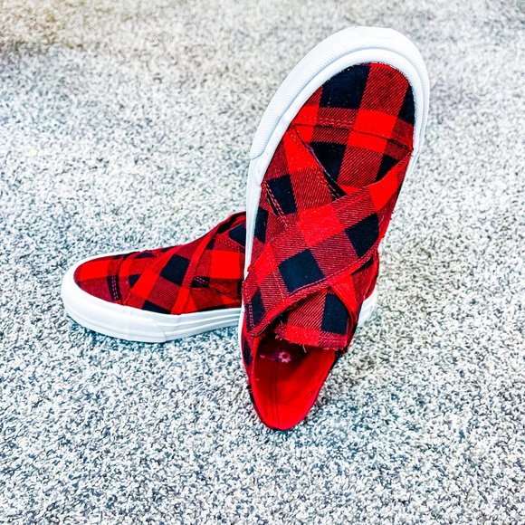 Gypsy Jazz | Shoes | Gypsy Jazz Slip On Red Plaid Tennis Shoes | Poshmark